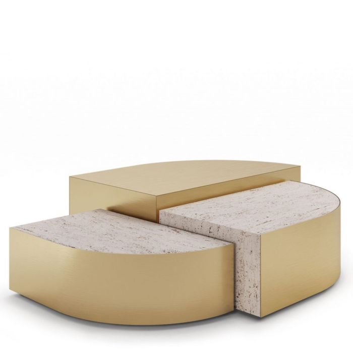 Strata Coffee Table - Travertine/ Metal Customise